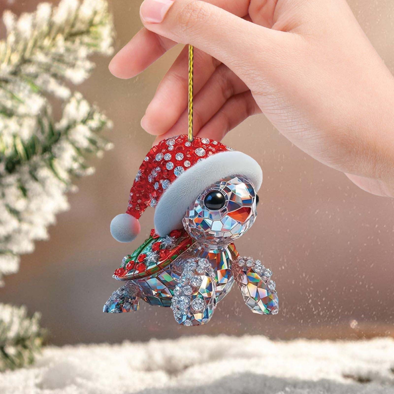 HaoXun Diamond Crystal Critter Acrylic Christmas Animal Hanging Pendant ...