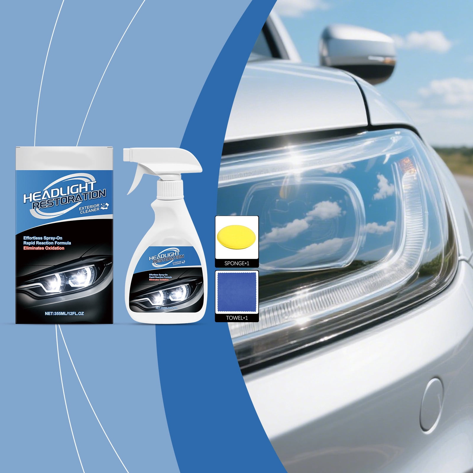 HaoXun Headlight Restoration Spray 355ml - No Sanding Required ...
