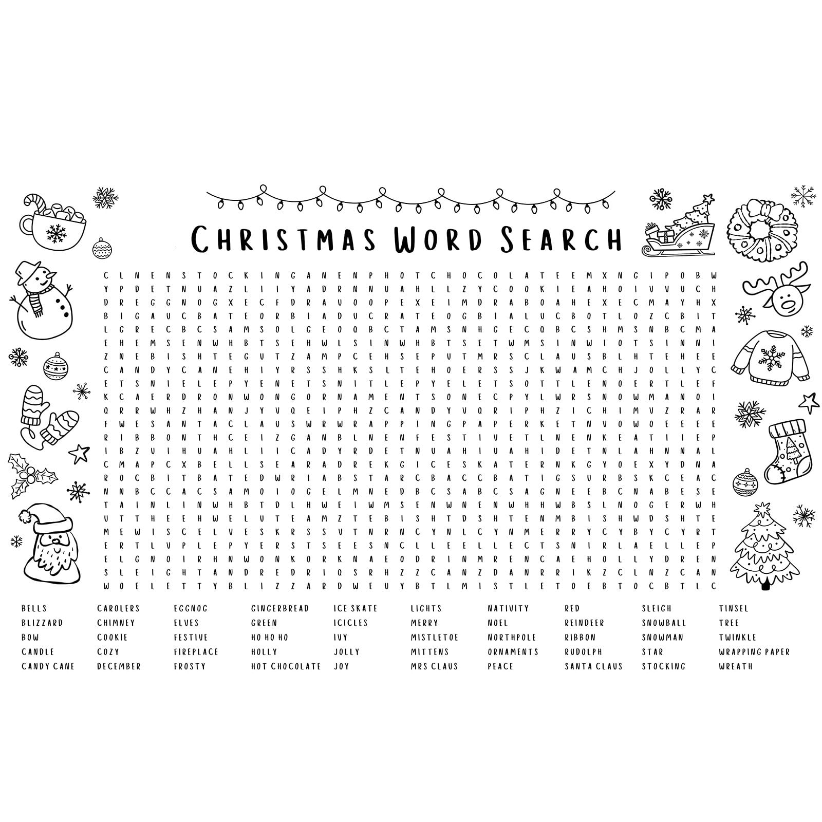 HaoXun Large Christmas Word Search Puzzle Poster - Interactive Family ...