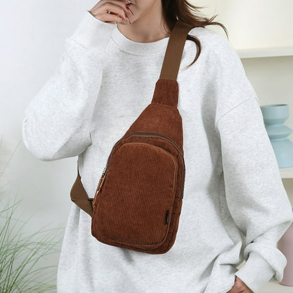 HaoXun Men's Corduroy Crossbody Chest Bag - Multifunctional Sports ...