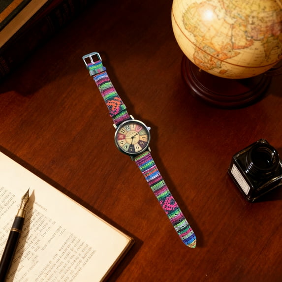 HaoXun Metal Case Watch with Color Textile Strap - Easy Read Dial with ...