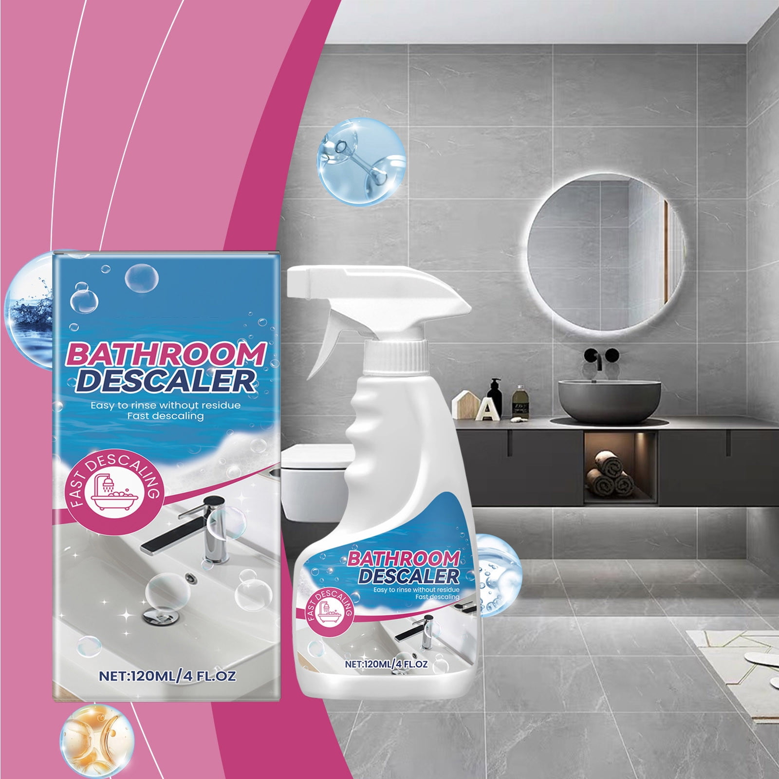 HaoXun Powerful Bathroom Sink Cleaner & Shower Glass Limescale Remover ...