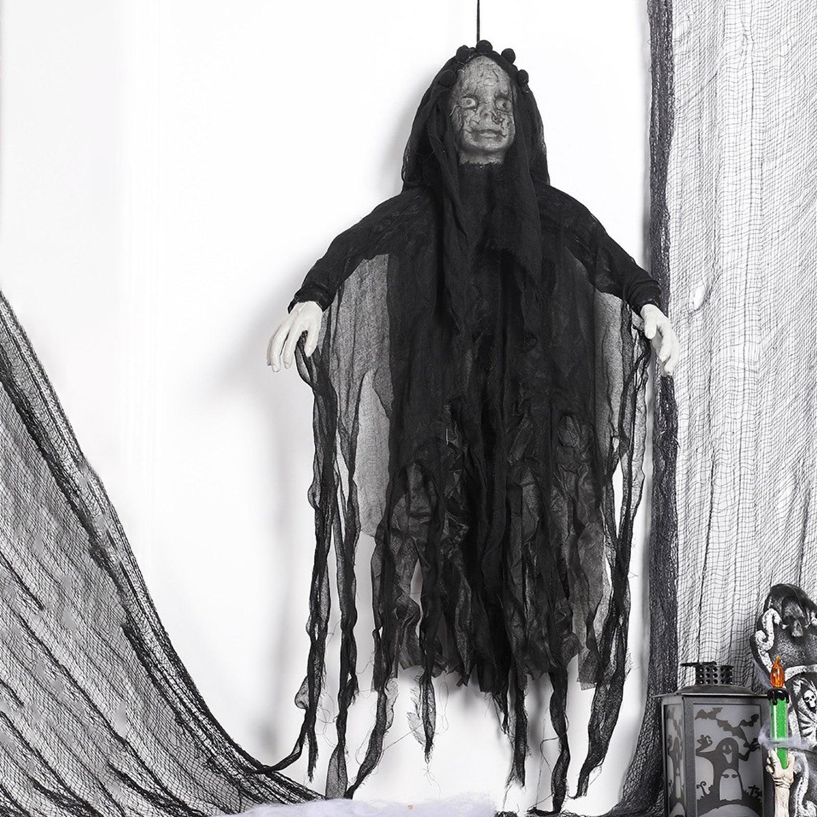 HaoXun Scary Animated Ghost Bride Halloween Prop - Sound Activated ...