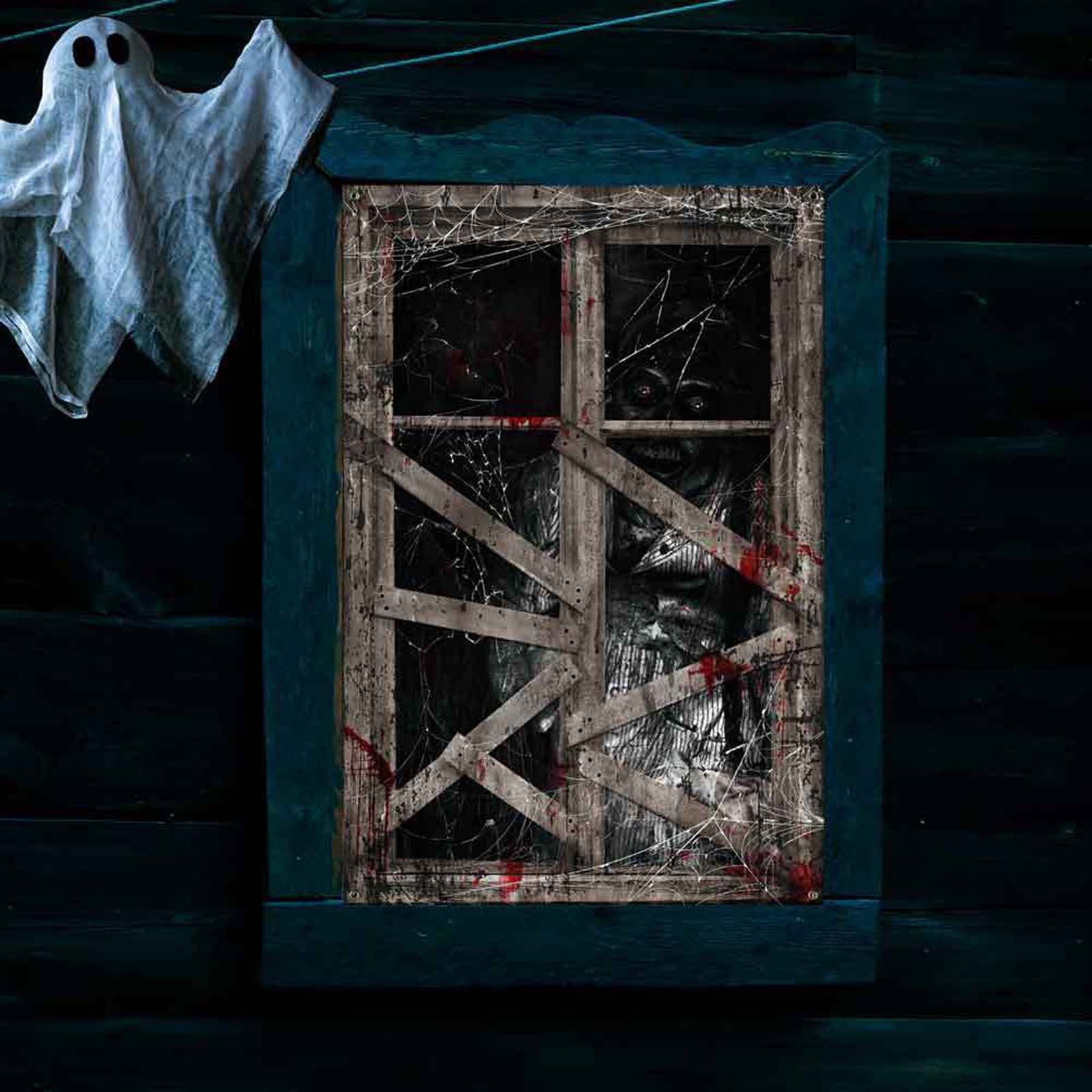 HaoXun Scary Halloween Bloody Ghost Face Fabric Window Decoration ...