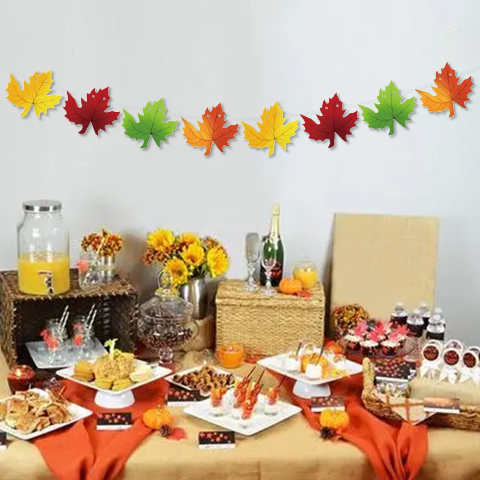 HaoXun Thanks Giving Banners Maple Leaves Pumpkins Turkeys Banner for ...
