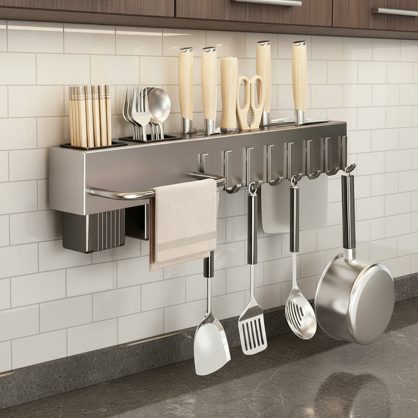 HaoXun Wall Mounted Multifunctional Knife Rack - No Hole Kitchen Shelf ...
