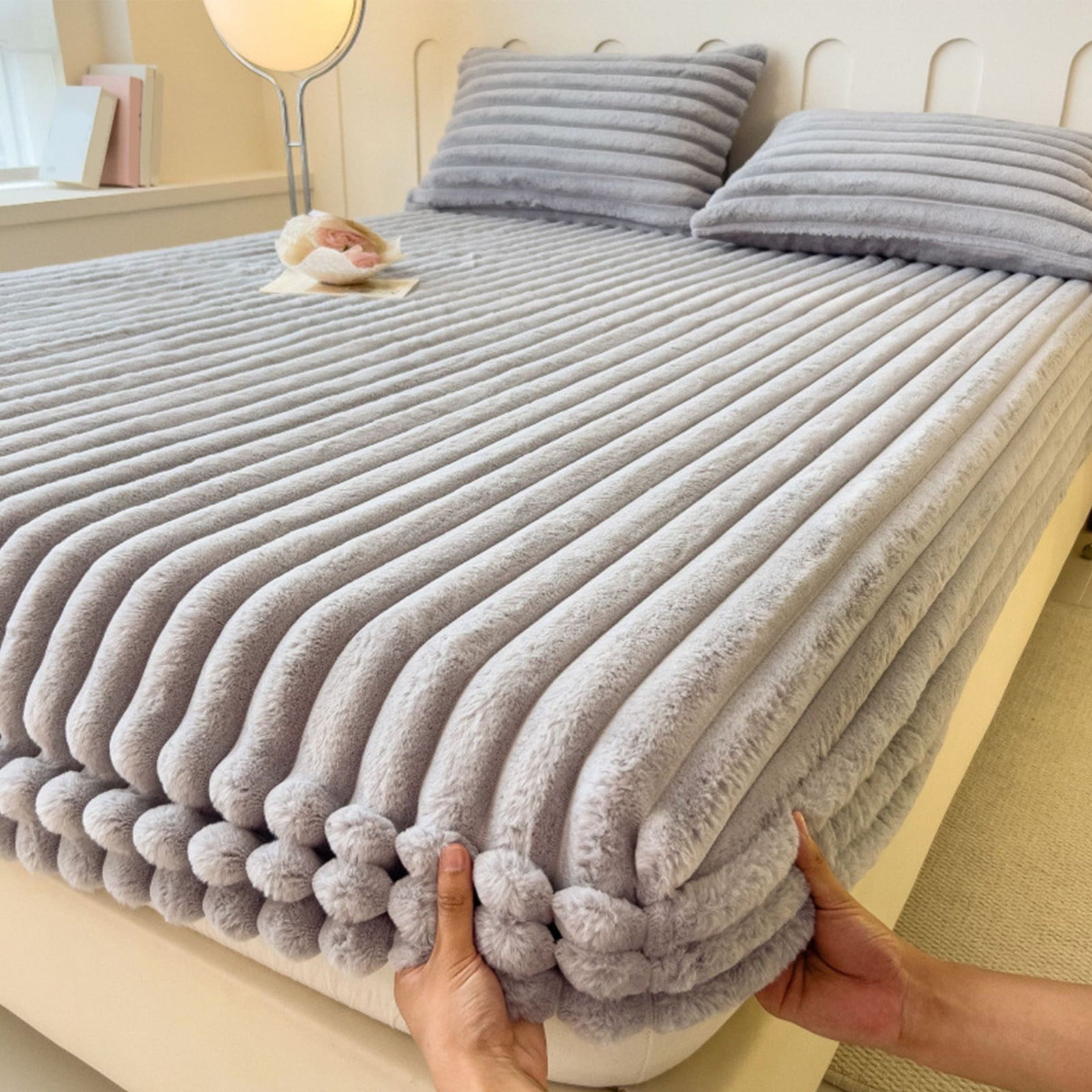 HaoXun Winter Imitation Fleece Fitted Sheet - Thickened Polyester ...