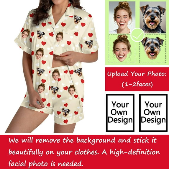 HaoXun Women's Printed Stand Up Collar Pocket Short Sleeve Top and Shorts Pajama Set - Casual ...