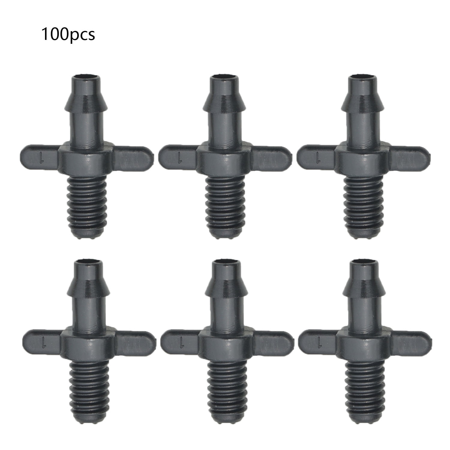 Haobase 100 Pcs 6mm Male Thread Single Barbed 4/7mm PVC Hose Connector ...