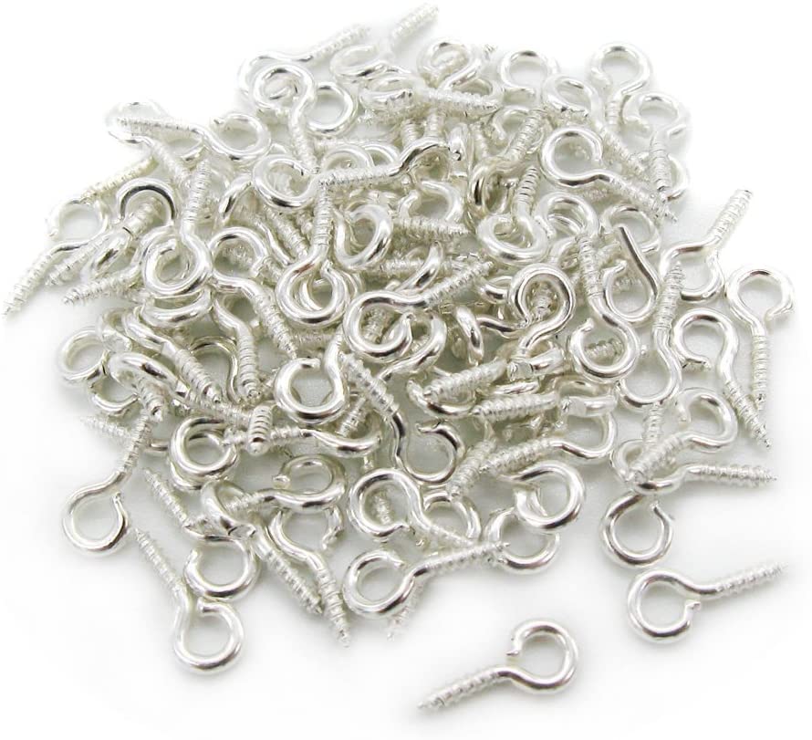 Haobase 100pcs Mini Eye Pins Eyepins Hooks Eyelets Screw Threaded Bails ...