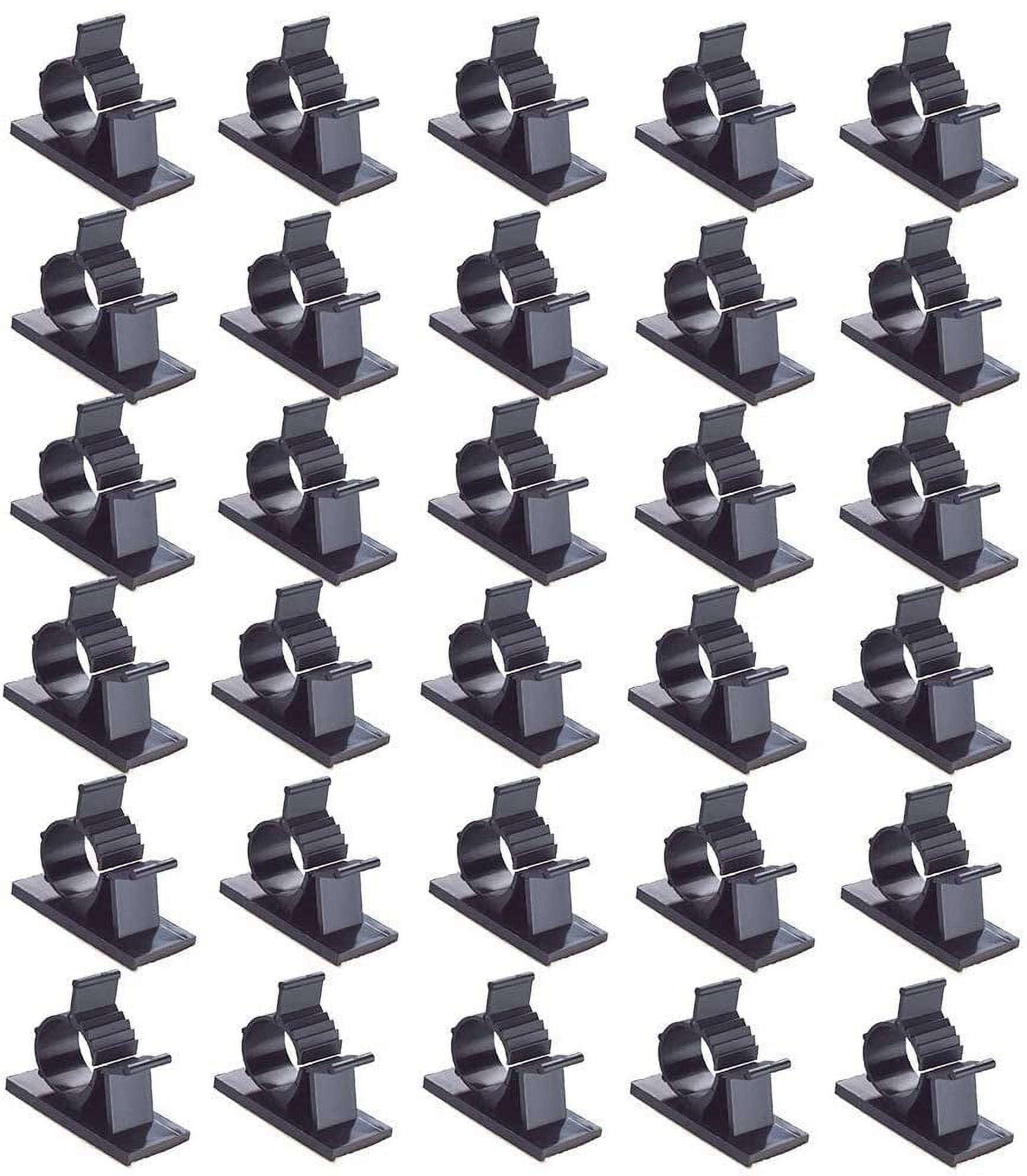 Haobase 30 pieces black clip self-adhesive backing nylon cord ...