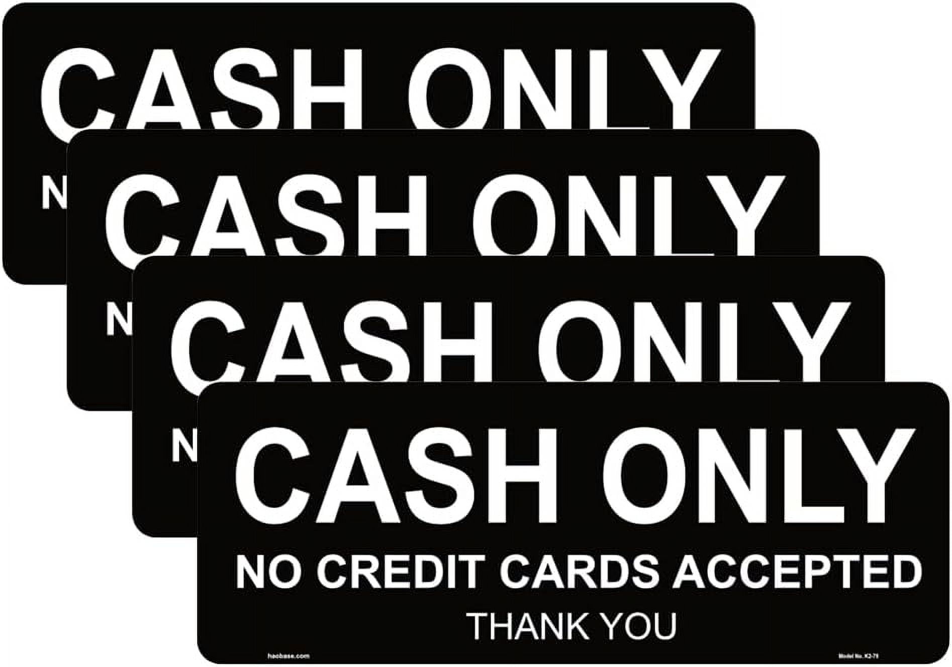 Haobase 4 Pcs Cash Only Sign Sticker - 20 cm x 7.5 cm - Self Adhesive ...