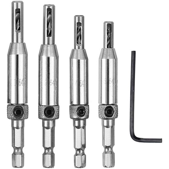 Haobase Self Centering Air Nozzle Hinge Drill Bit Set, 4 Pieces ...