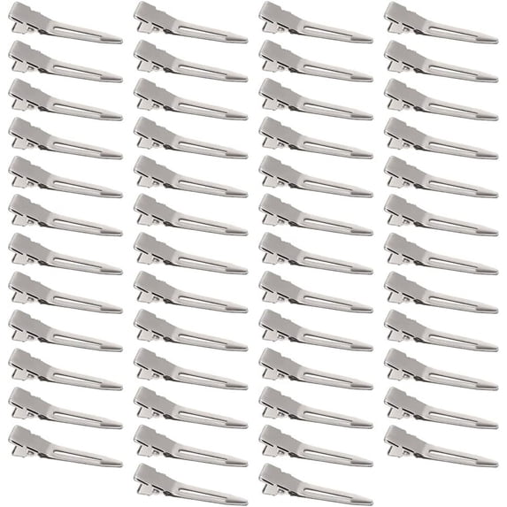 Haobase 50 Pcs 4.5cm Single Prong Pin Curl Duckbill Clips Silver ...