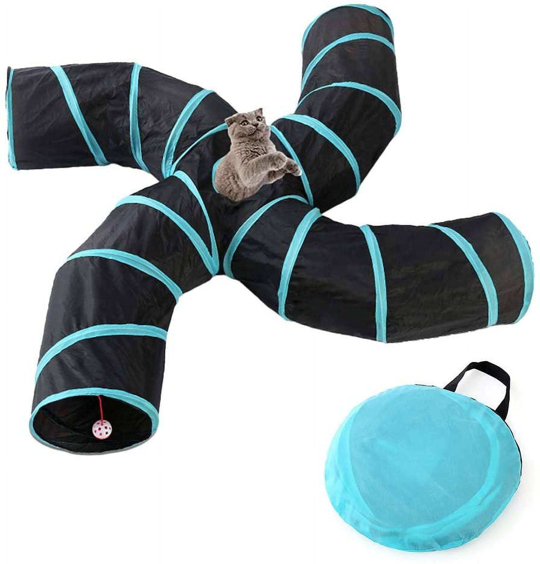 Haobase 4 Way Cat Tunnel Toy, Indoor Foldable Maze, with Bells for Cats ...