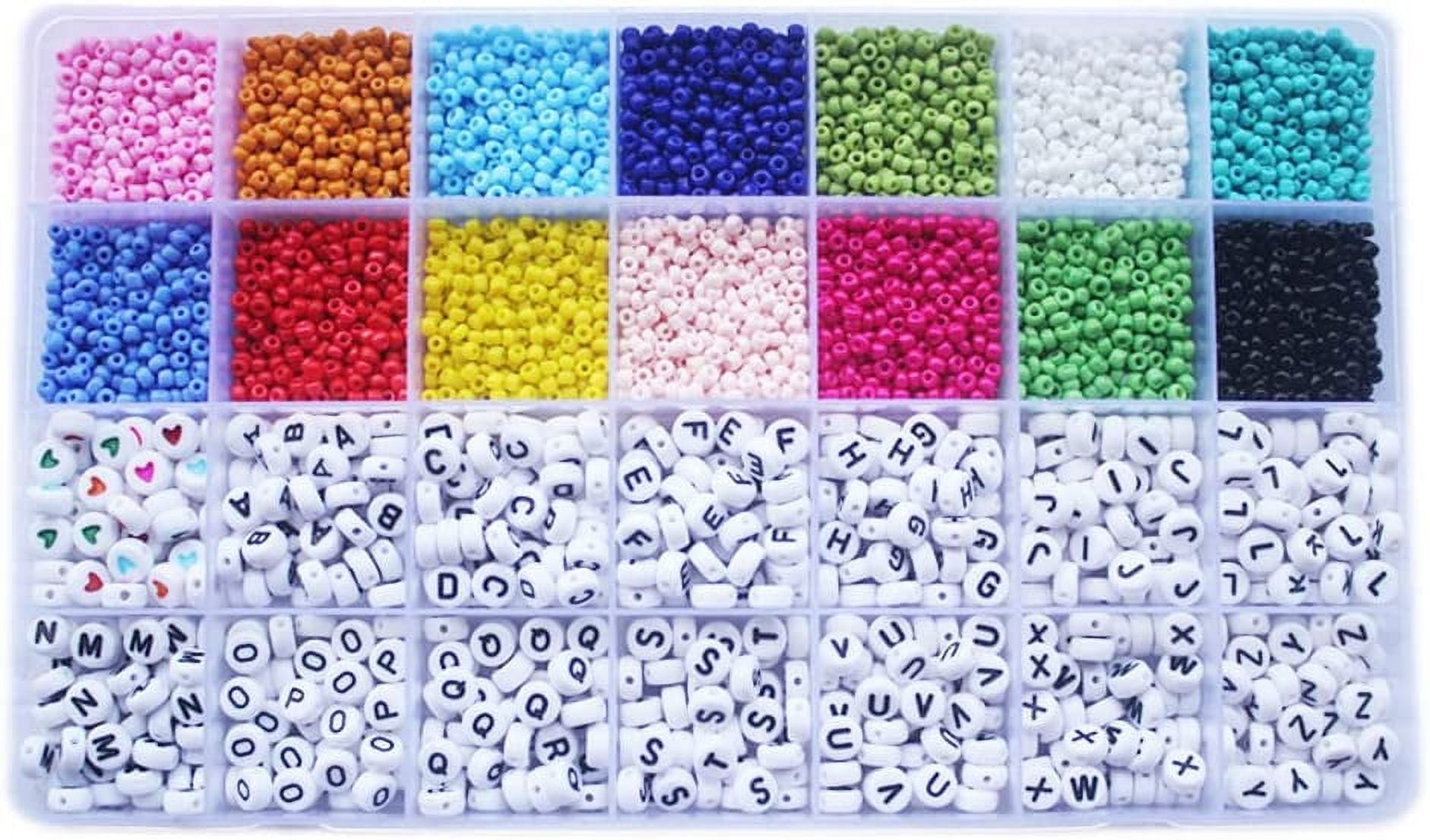Haobase Craft Beads Kit, 4300pcs 3mm Glass Seed Beads and 700pcs Letter ...