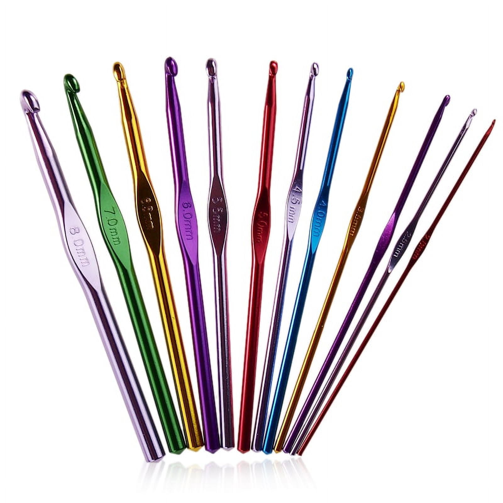 Haobase Metal Handle Crochet Hook Knitting needles Set Aluminum 12Pcs ...