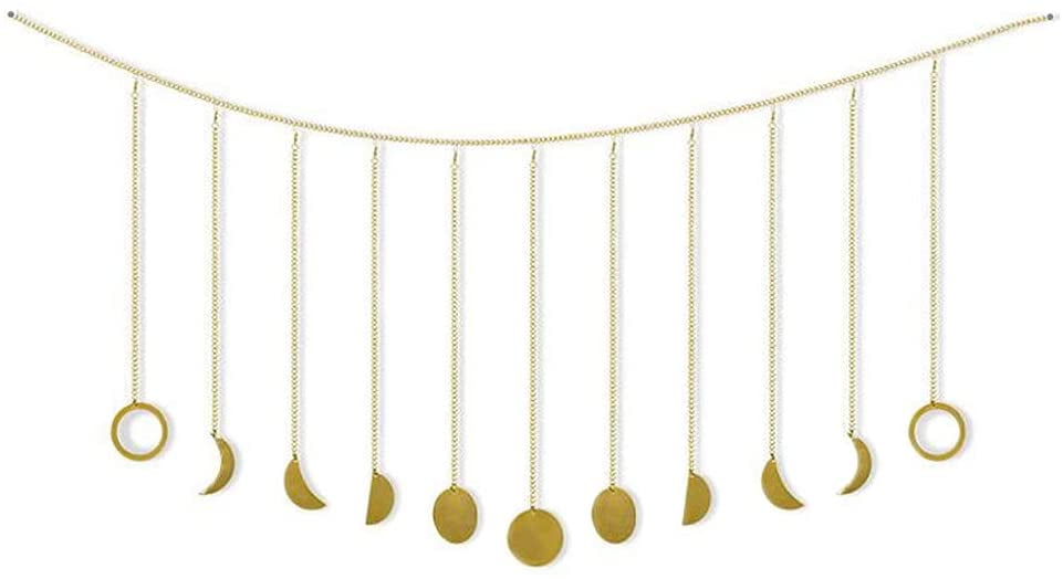 Haobase Moon Phase Wall Hanging Wall Art Garland with Chains Boho Moon ...