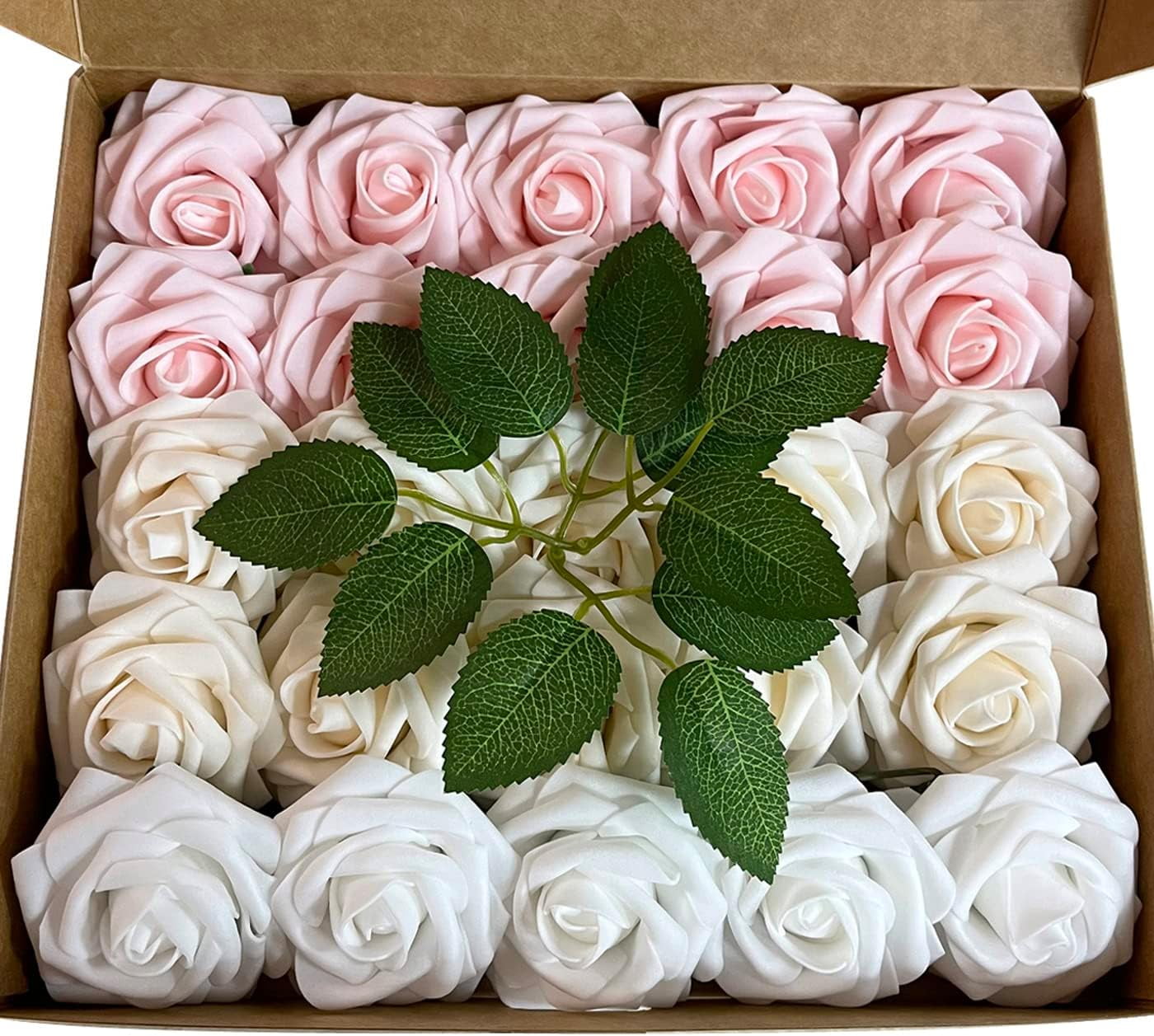 Haobase Rose Artificial Flowers, 25pcs Real Looking Fake Foam Roses for ...