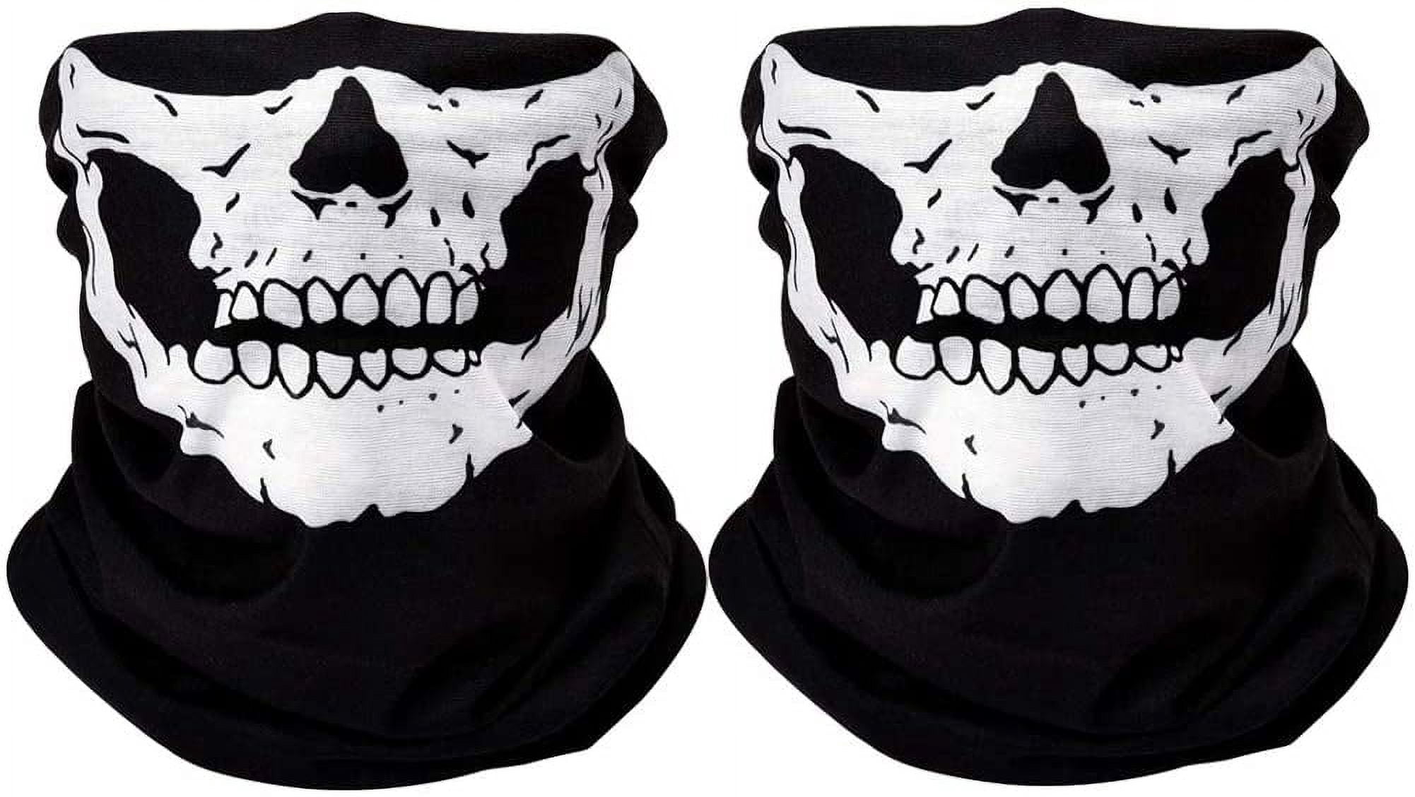 Haobase Skull Seamless Scarf Bandanas Face- 2pcs Black - Walmart.com