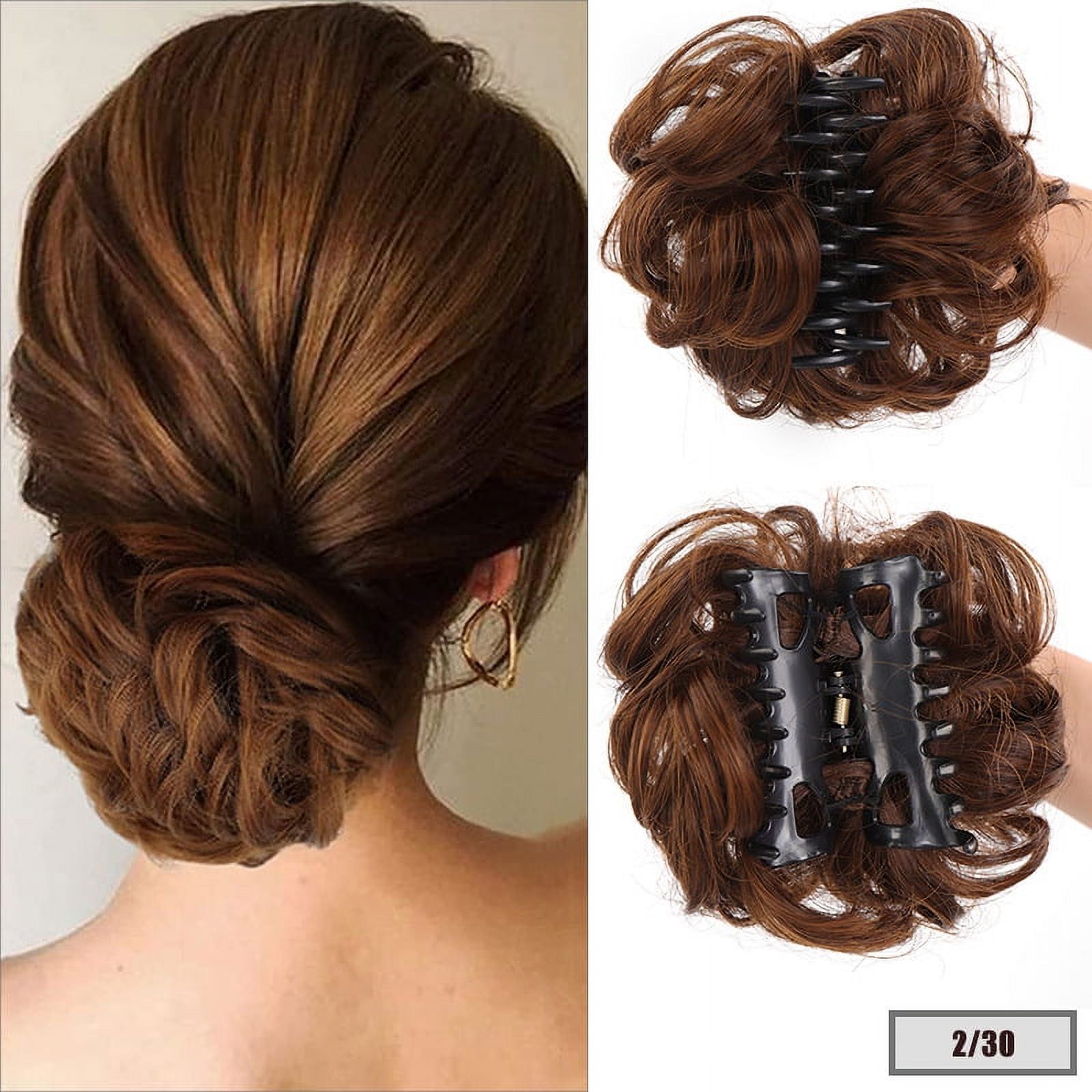 FLORATA Hair Bun Extensions Curly Messy Updo Donut Chignons Hairpiece ...