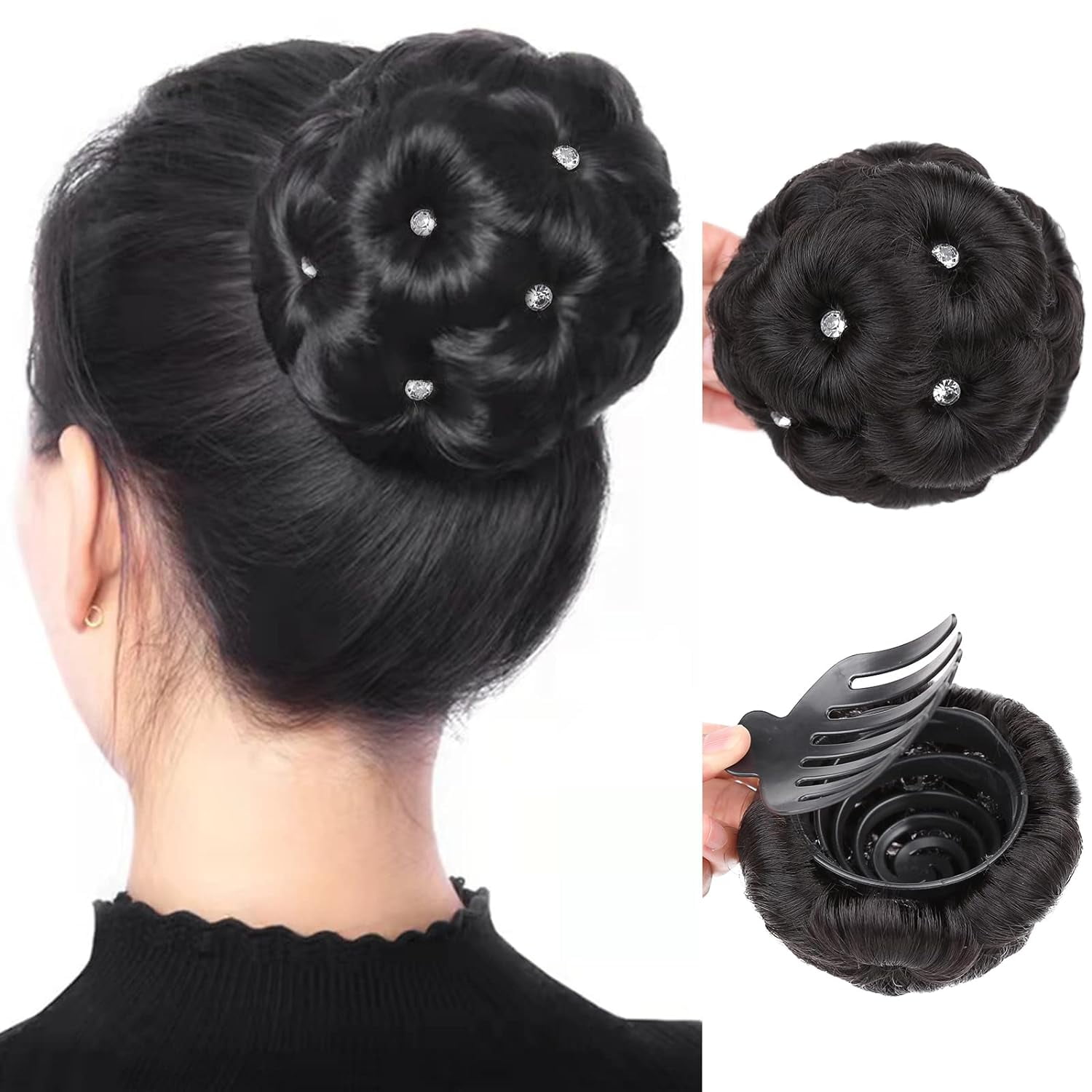 Haobuy Clip in Fake Hair Bun for Women, Synthetic Tress Claw In ...