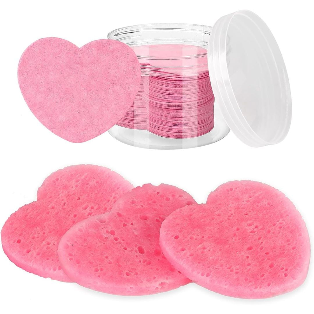 Haobuy Compressed Facial Sponges with Container, Heart Shape Face ...