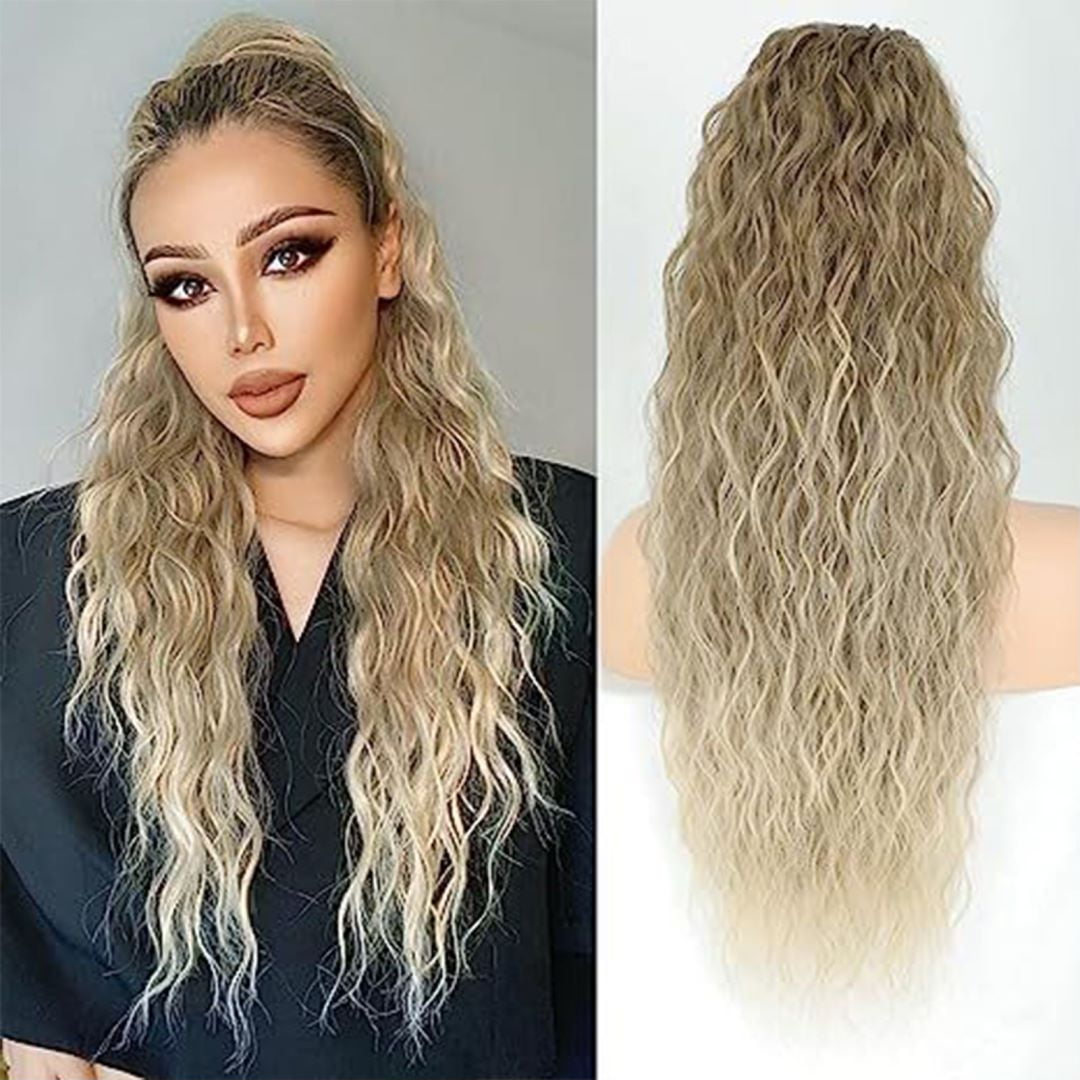 Haobuy Curly Ponytail Extension, Drawstring Ponytail Synthetic Clip ...