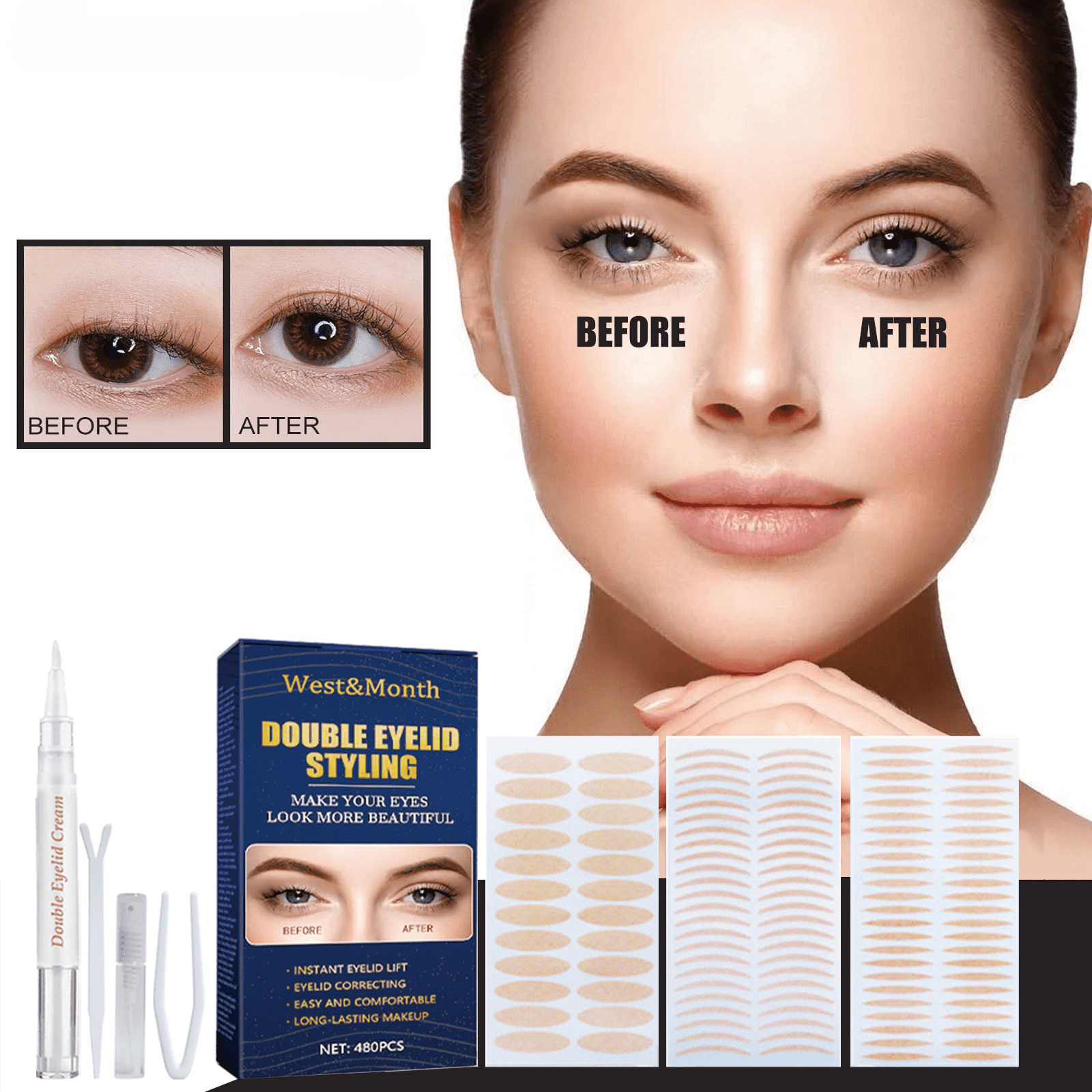 Haobuy Eyelid Tape for Hooded Eyes Invisible, 480pcs Eyelid Lifter ...