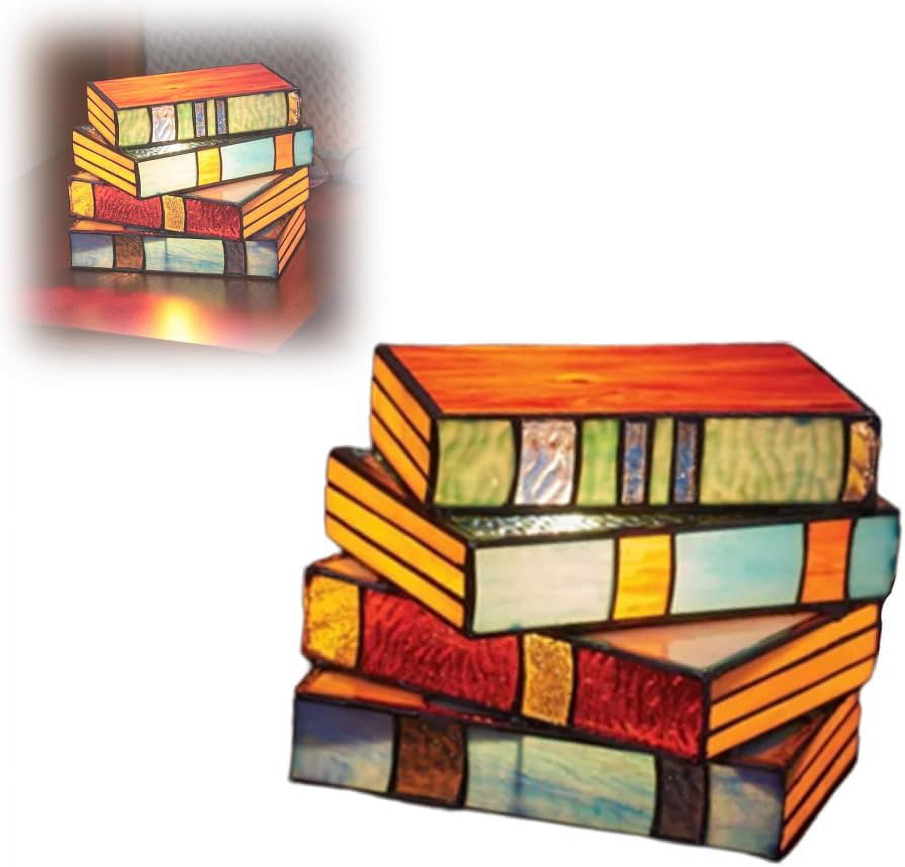 Haobuy Glass Stacked Books Lamp, Books Handicraft Table Light Vintage ...