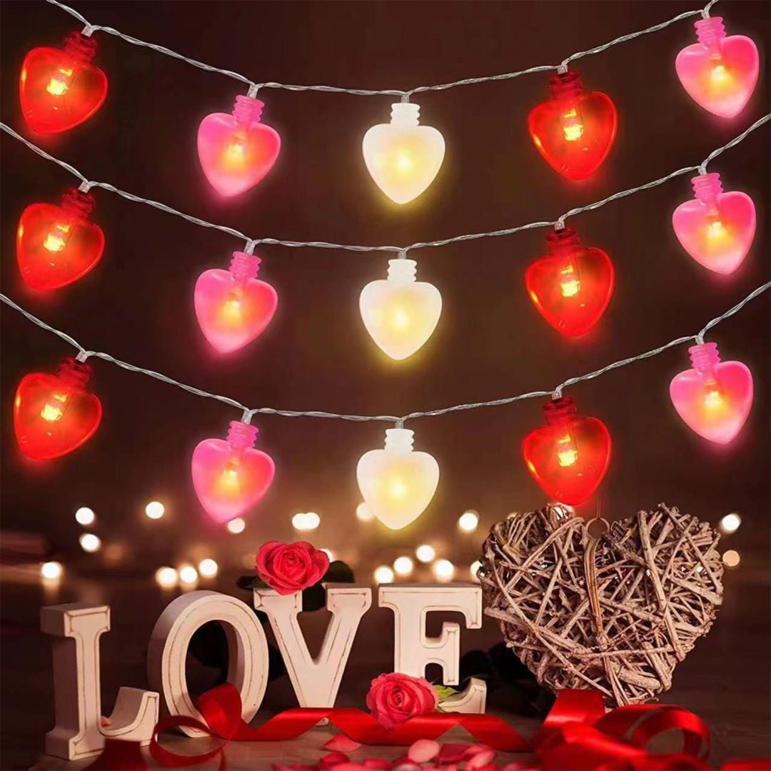 Haobuy Red Heart String Lights, Valentines Day Decorations Lights Fairy ...