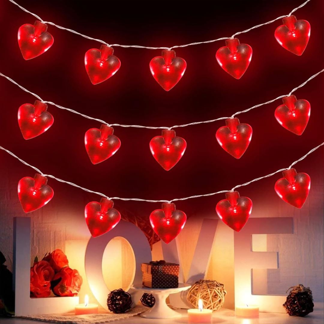 Haobuy Red Heart String Lights, Valentines Day Decorations Lights Fairy ...
