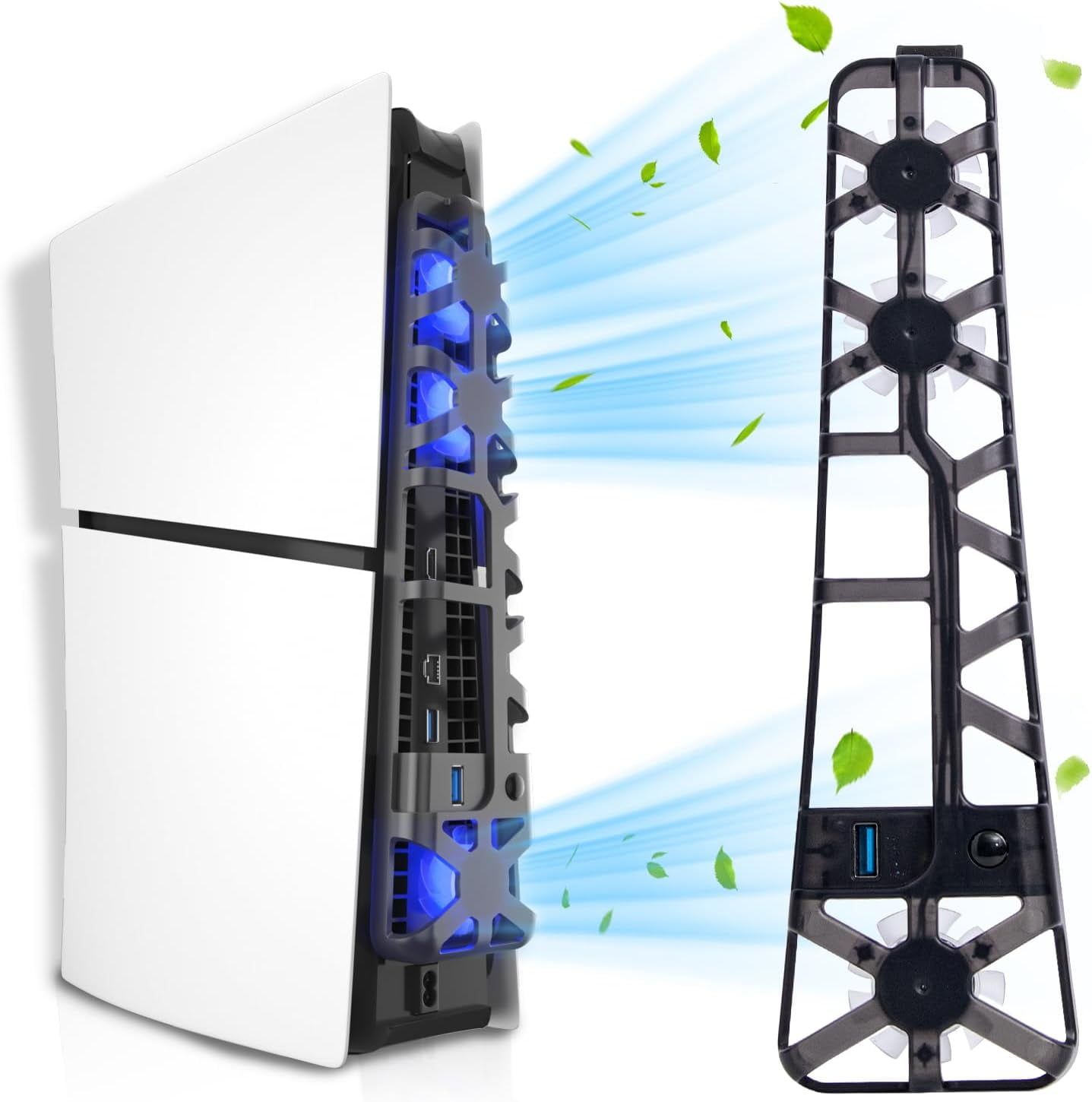 Haobuy for PS5 Slim Cooling Fan, Cooling Station with LED Light for PS5 ...