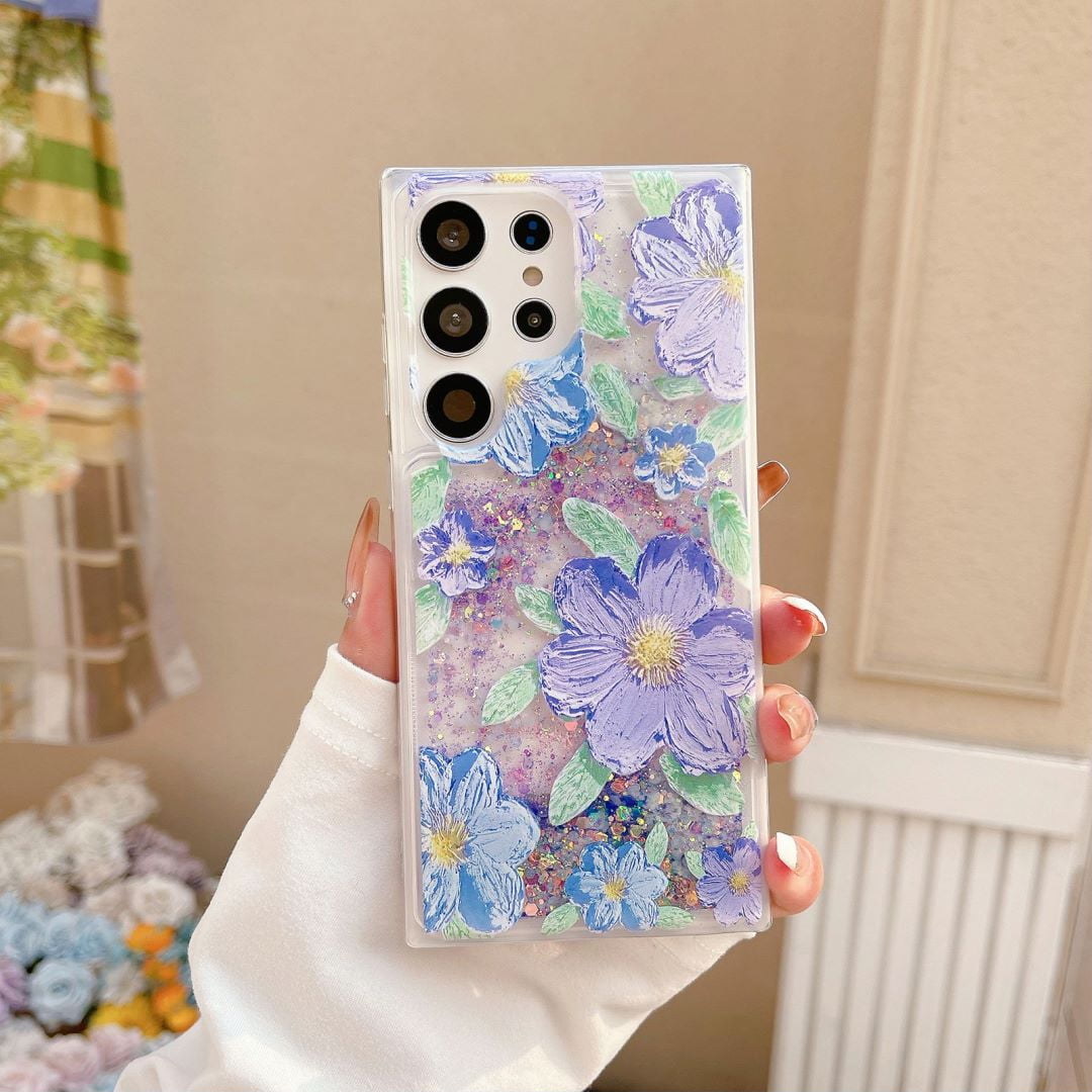 Haobuy for Samsung Galaxy S24 Ultra S24 Plus S24 Glitter Flower Case ...