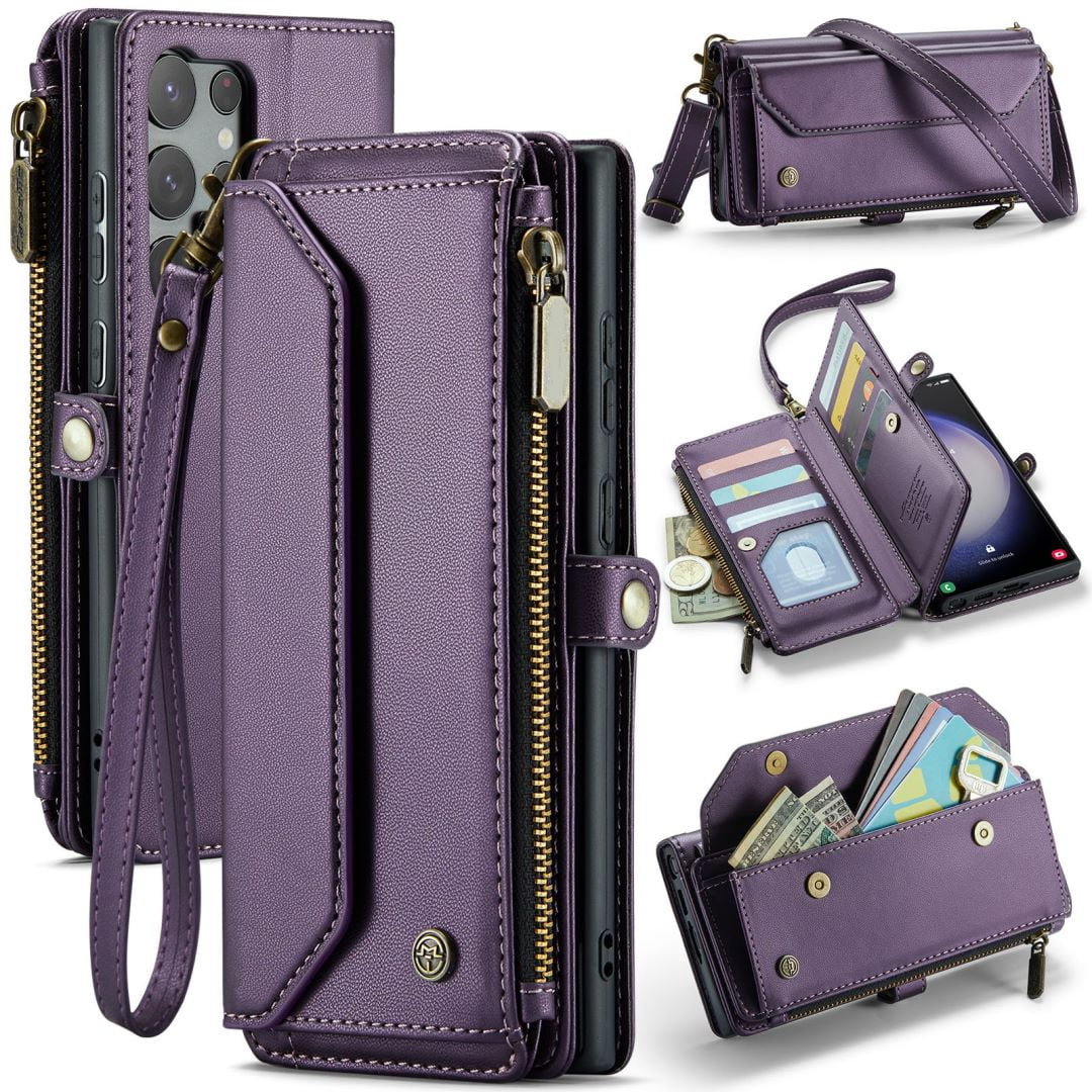 Haobuy for Samsung Galaxy S24 Ultra S24 Plus S24 Wallet Case with Strap ...
