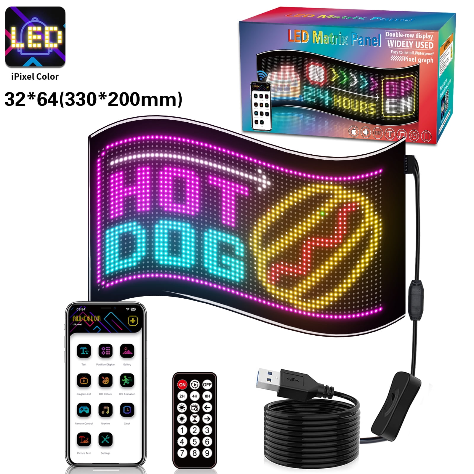 Haocaiyang Flexible LED Matrix Panel, 24x48/32x64 Resolution Options ...