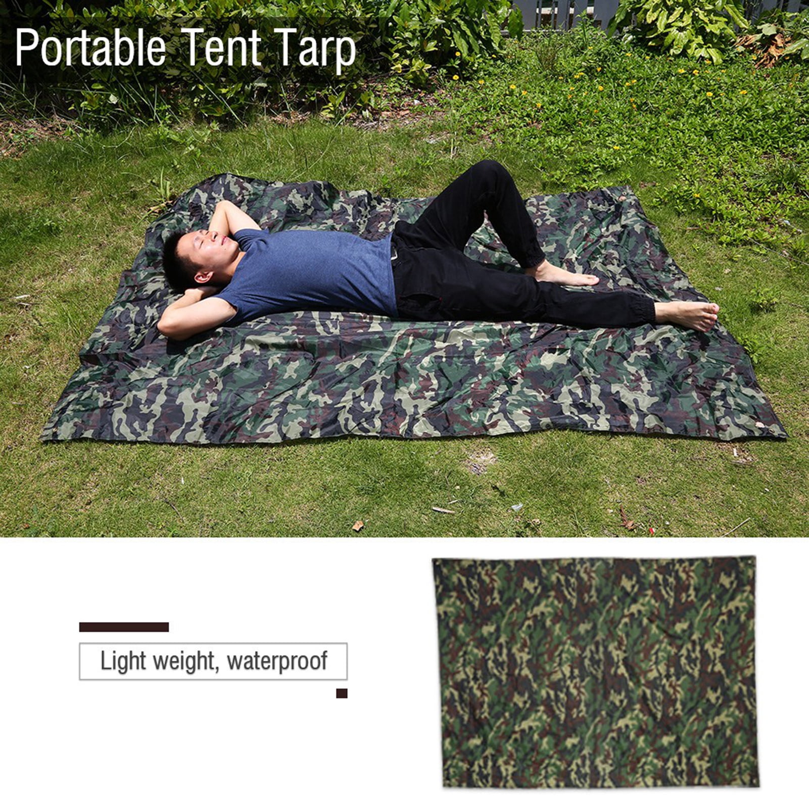 Haofy Camouflage Outdoor Portable Lightweight Rainproof Mat RainTent ...
