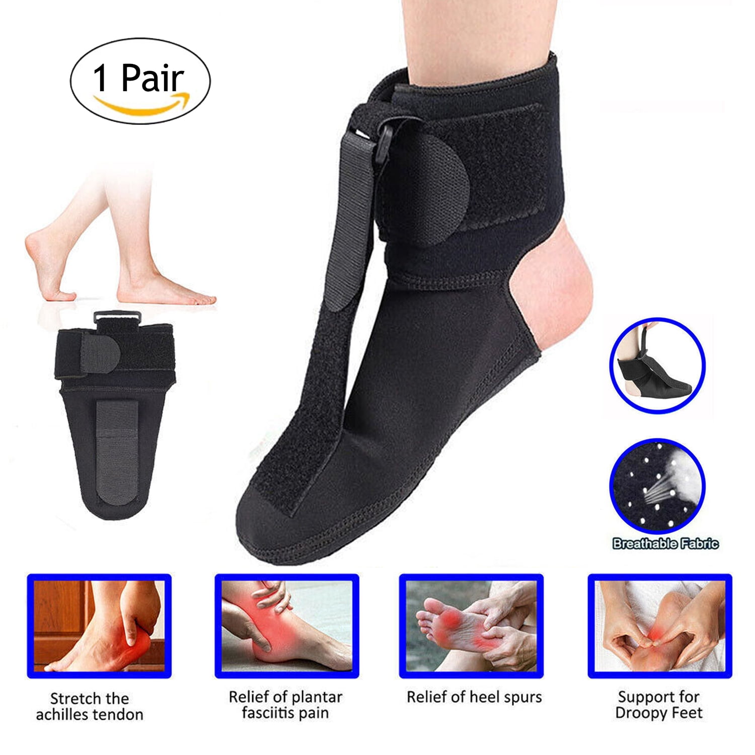 Haokaini 1 Pair Plantar Fasciitis Night Splint Sock, Soft Plantar ...
