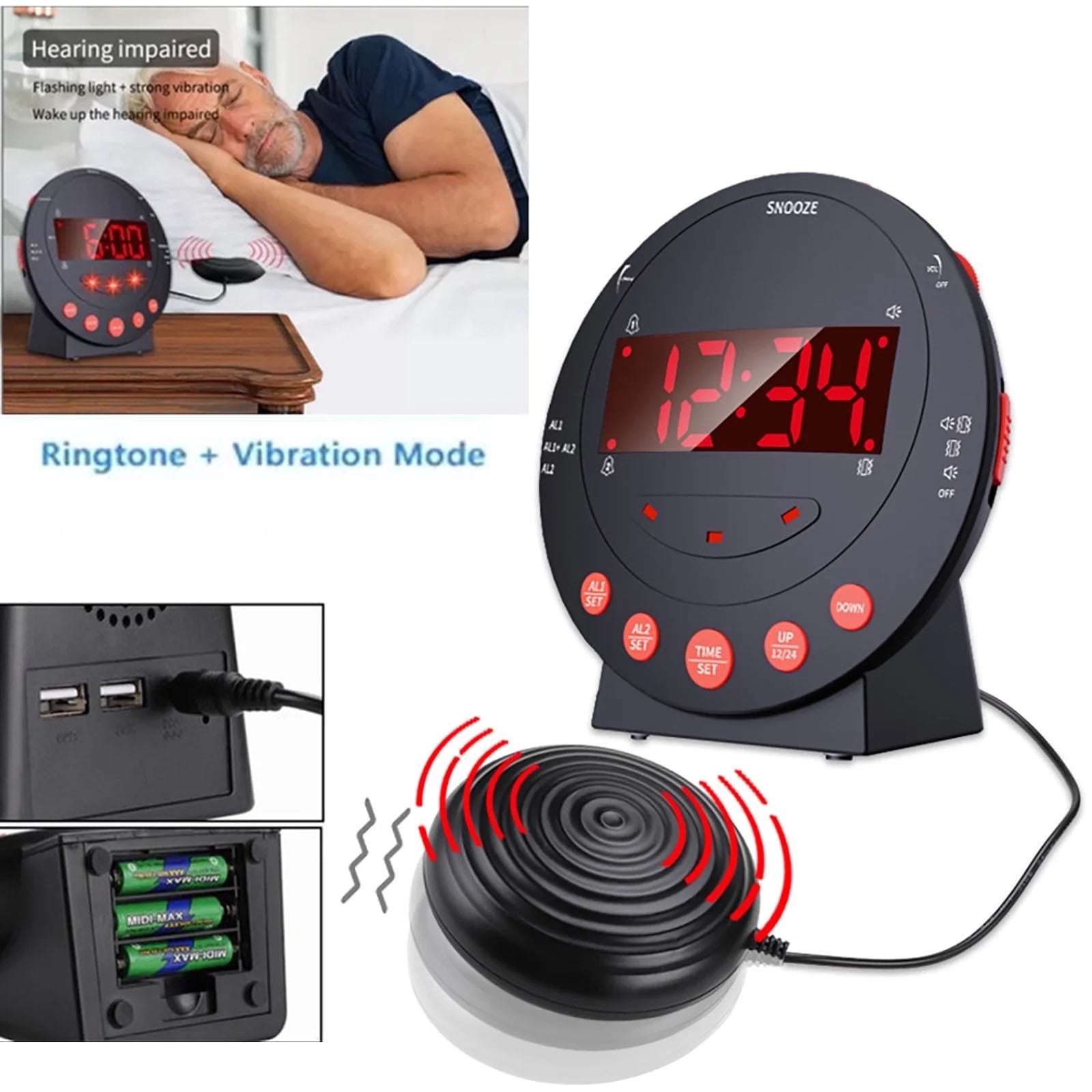 Customer reviews for Haokaini Alarm Clock, Extra Loud Vibrating Dual ...