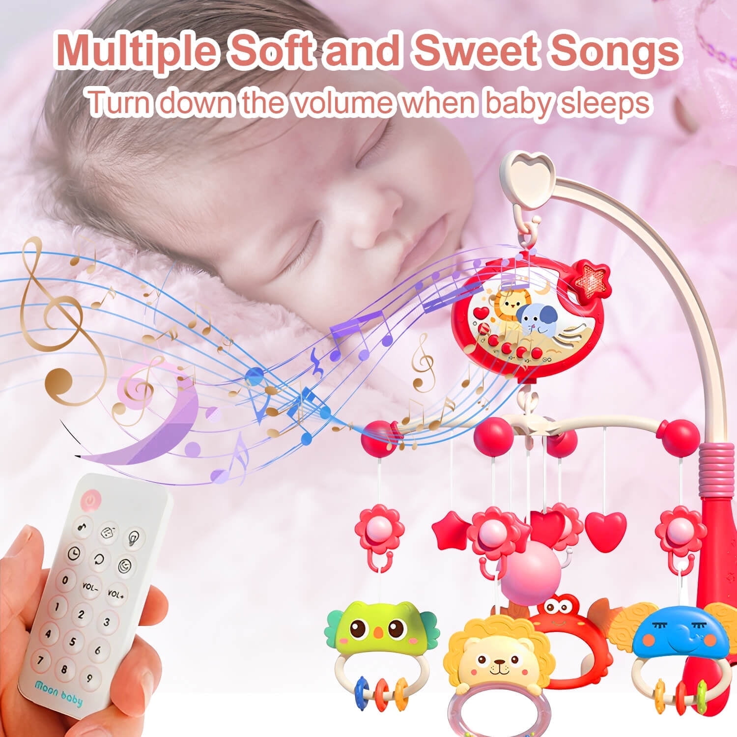 Haokaini Baby Crib Mobile Toys, Baby Mobile for Crib with Music and ...