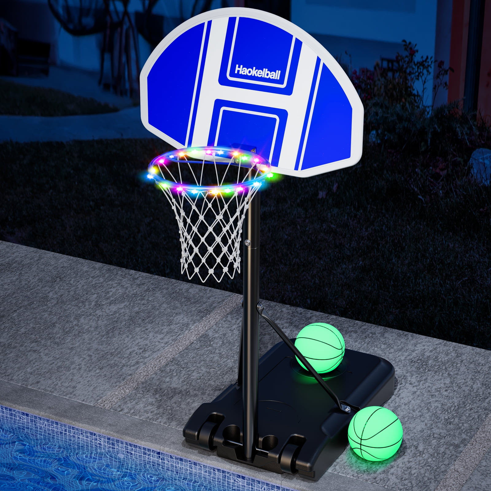Free Shipping! Haokelball Poolside Basketball Hoop with Light ...