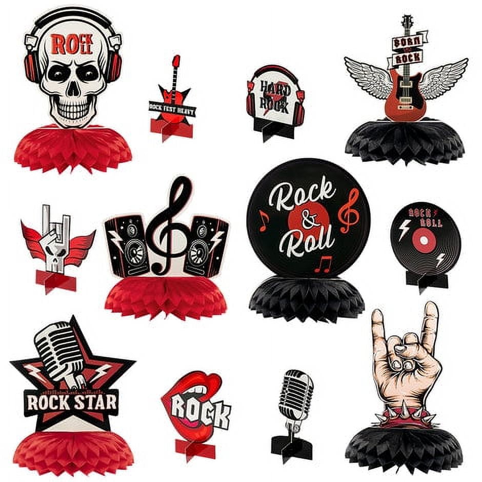 Haooryx 12PCS Rock and Roll Music Honeycomb Centerpieces, 3D Born to ...