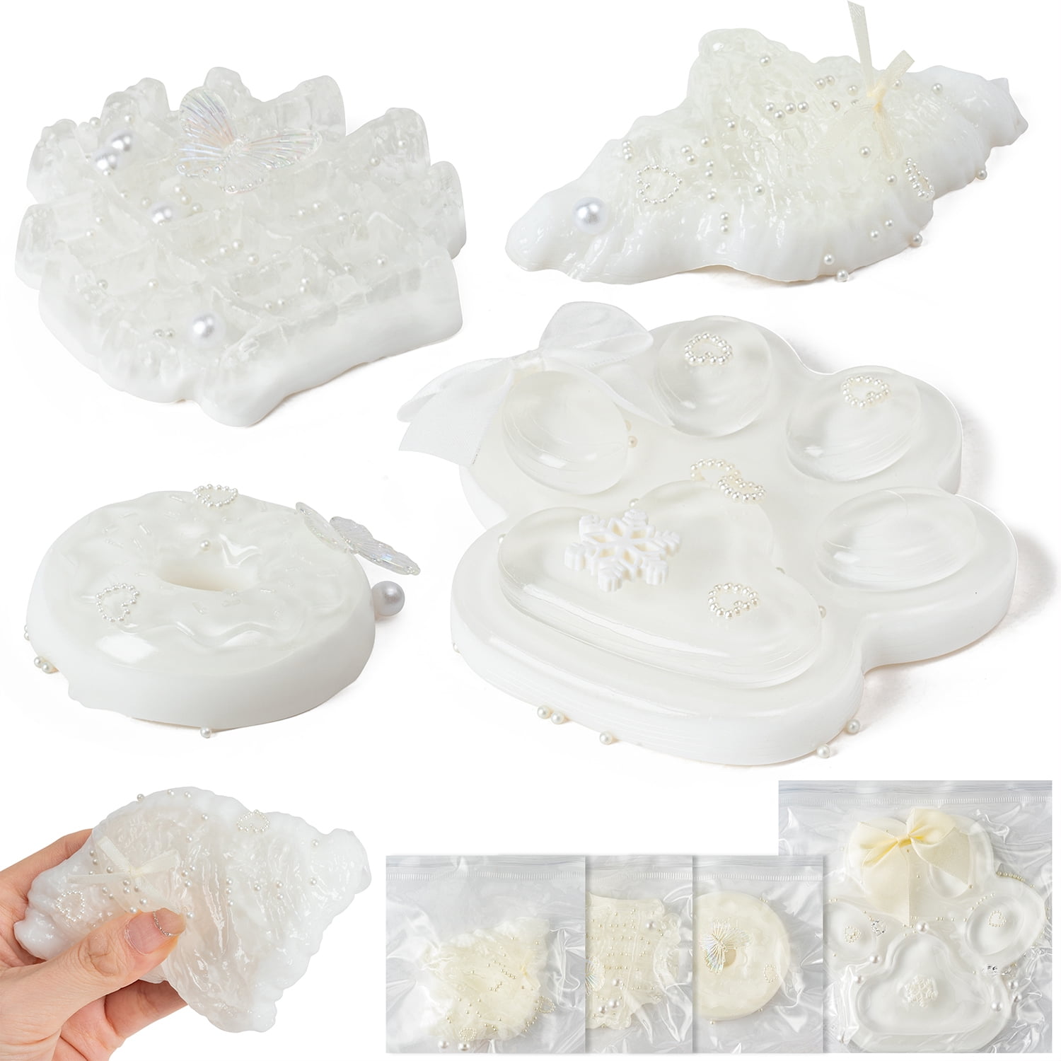 Haooryx Taba Squishy Toys for Stress Relief, White Soft Squeeze Sensory ...