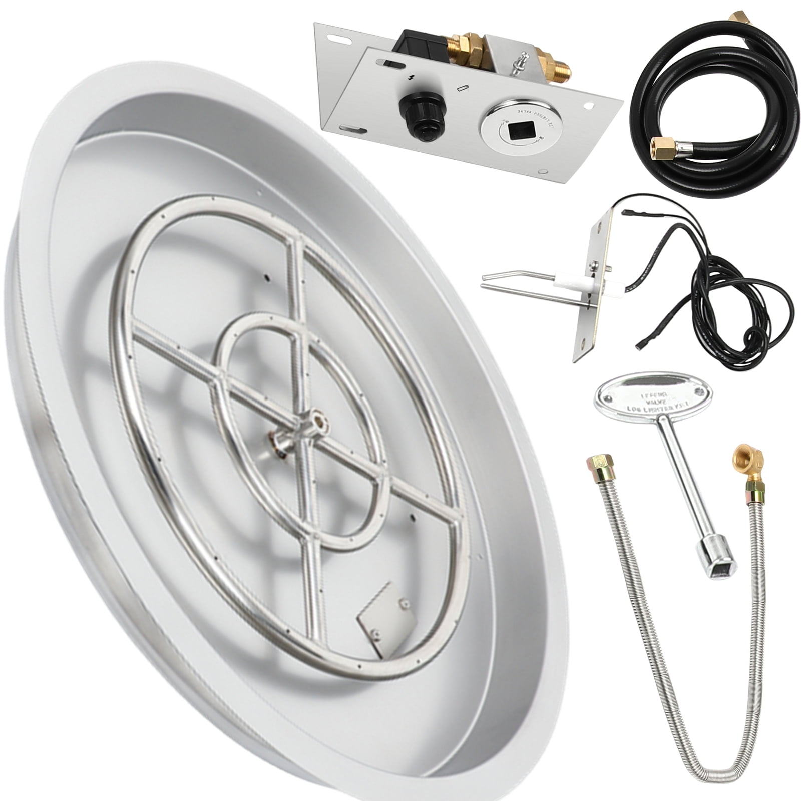 Haosegd 25" Stainless Steel Fire Pit Pan, Drop-in Fire Pit Pan with ...