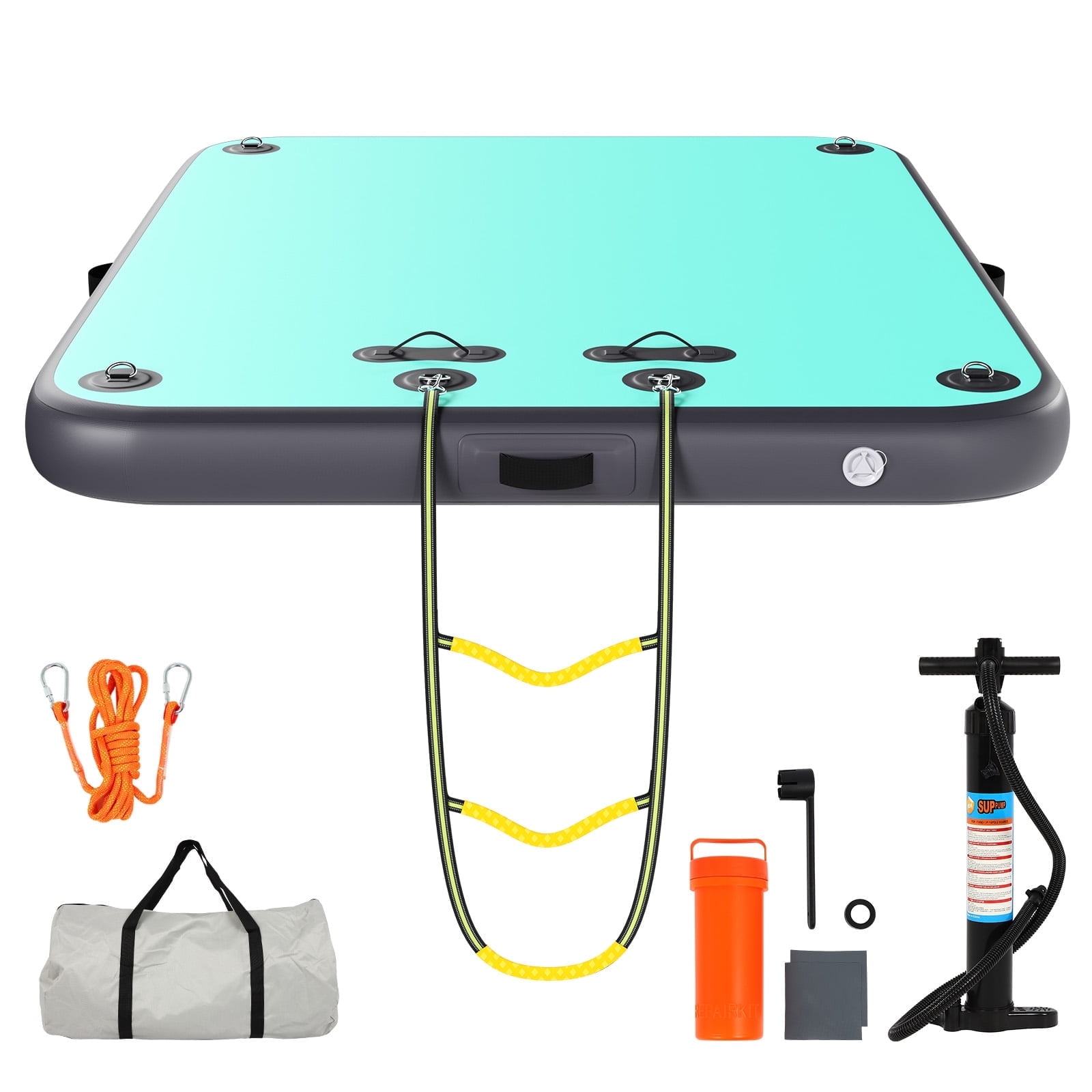 Haosegd 5x6x0.5ft Inflatable Floating Dock Air Platform Island Raft ...