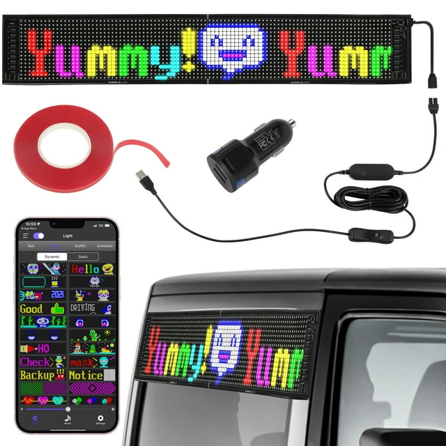 Haosegd LED Car Sign,Scrolling LED Sign,Flexible LED RGB Color Sign ...