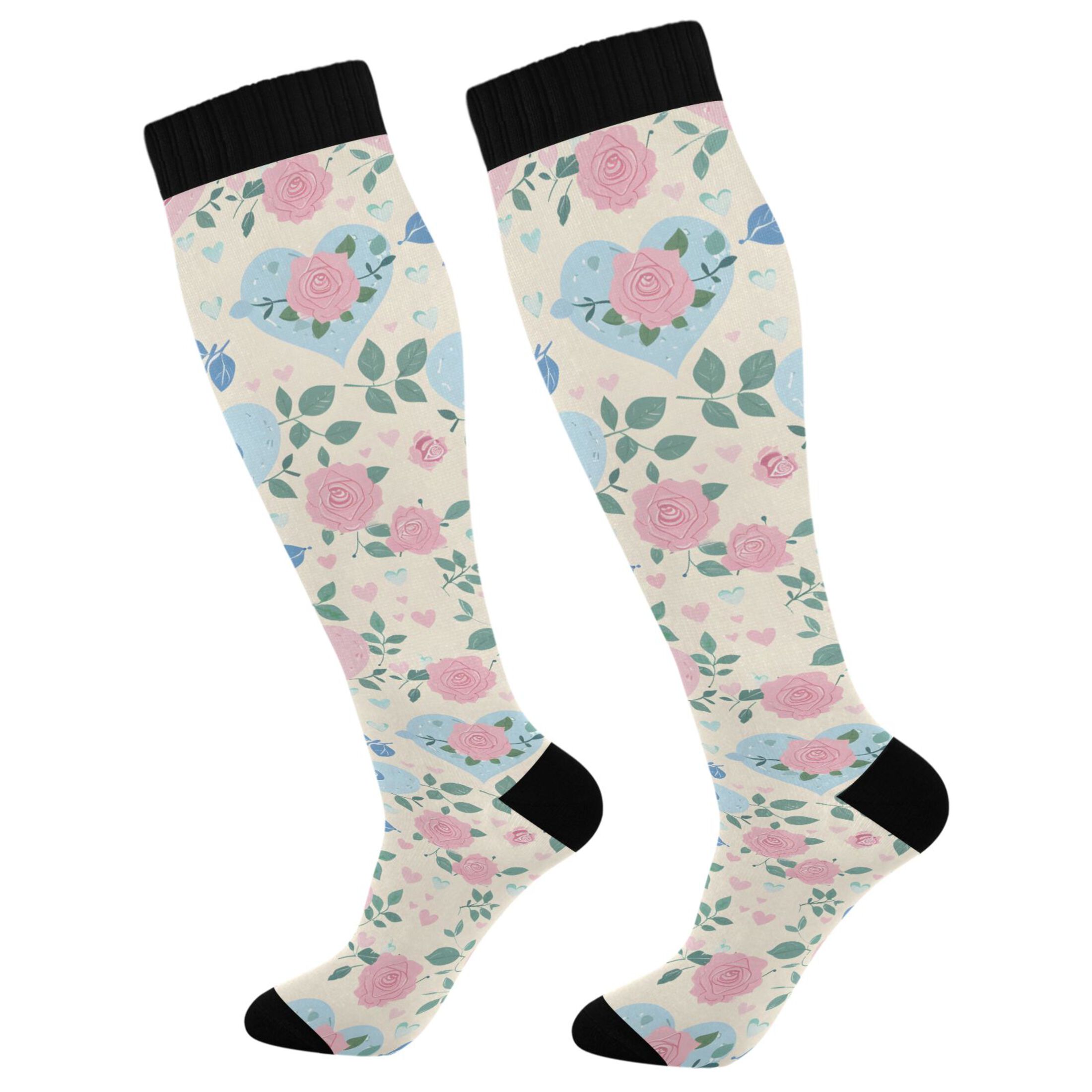 Haosy Compression Socks for Men Women Knee High Running Socks for Nurse ...