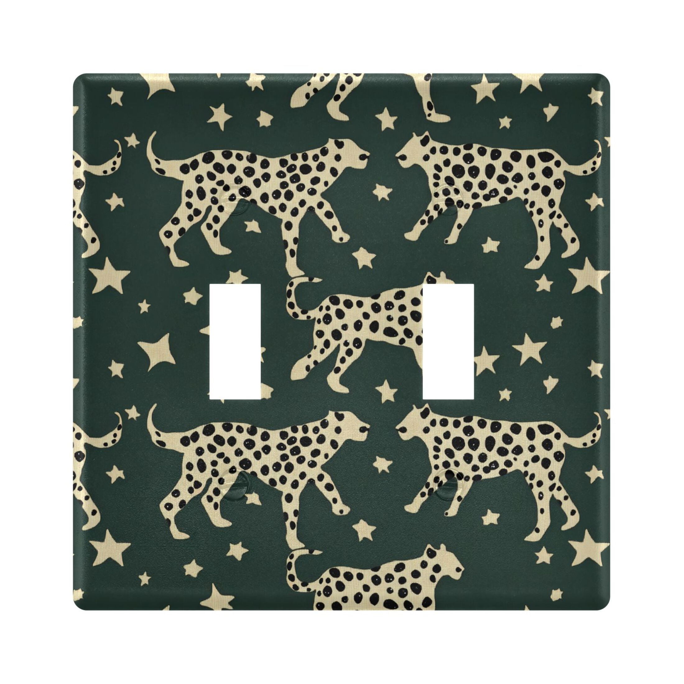 Haosy Light Switch Cover Plate 2 Gang Electrical Outlet Covers Leopard ...