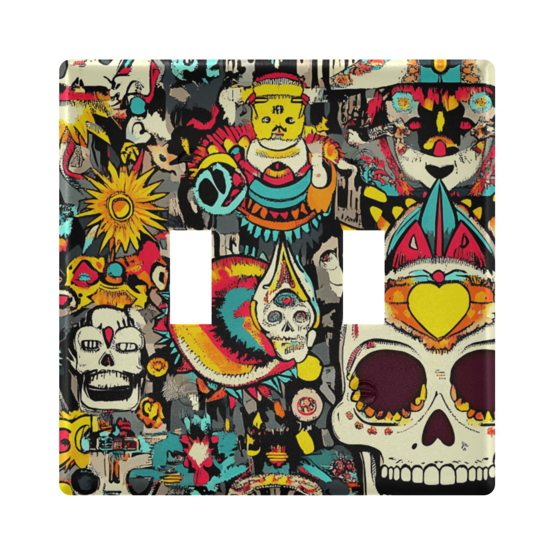 Haosy Light Switch Cover Plate 2 Gang Electrical Outlet Covers Stylish ...