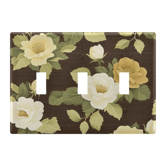 Haosy Light Switch Cover Plate 3 Gang Electrical Outlet Covers Brown ...